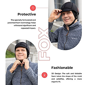 Ribcap Fox Medical Grade Protective Helmet | Black | Medium (22-23") | Soft Helmet for Epilepsy | Protective Helmet for Seizures | Fashionable and No Stigma