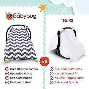 Baby Carseat Canopy Cover-Breathable Infant Car Seat Cover Helps Protect Babies-Our Baby Car Seat Covers Also Double as a Nursing Cover, High Chair Cover & Playmat-Gray Chevron with Mint Green Minky