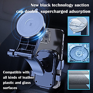 Dashboard Phone Holder,Powerful Vacuum Suction+Flexible Arm 360 Adjustable Car Phone Holder Mount Clip,Most Stable Phone Holder for Car Compatible with iPhone 14 Plus/Pro Max XR XPlus