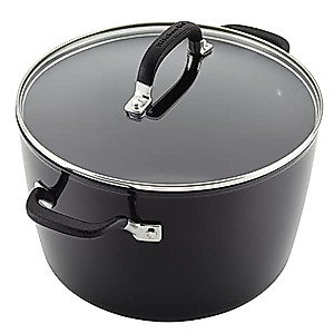KitchenAid Hard Anodized Nonstick Stockpot with Lid, 8 Quart, Onyx Black
