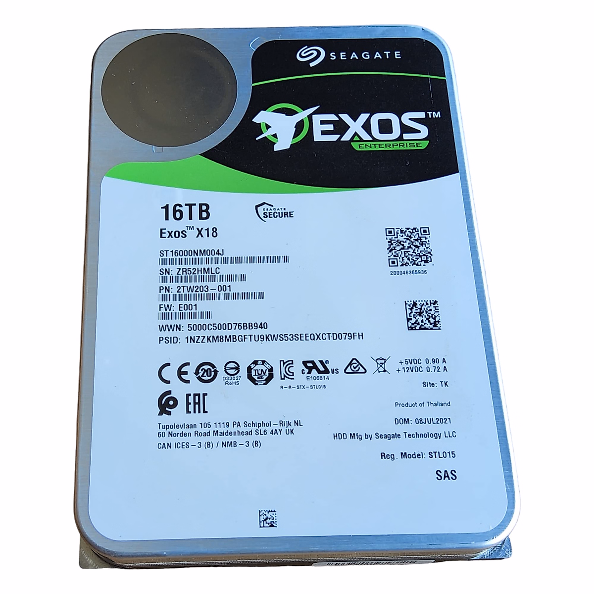 Seagate Exos X18 ST16000NM004J 16 TB Hard Drive - 3.5" Internal - SAS (12Gb/s SAS) (Renewed)