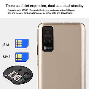 Android Unlocked Cell Phones, Y53S 5.45in FHD Screen Dual SIM Face Unlocked Mobile Phone, 2GB RAM 32GB ROM Ultra Thin Smartphone, 128G Expansion, 2800mAh, Dual Camera, Bluetooth(Gold)