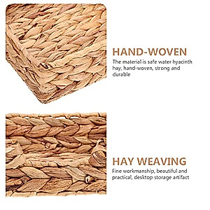 Cabilock Pastoral Style Water Hyacinth Grass Woven Storage Basket Grass Woven Basket