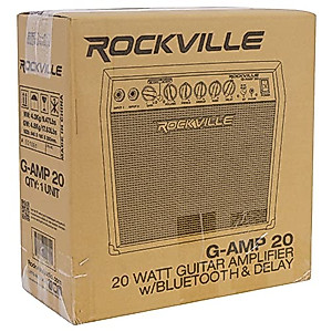Rockville G 20 Watt Guitar Amplifier Dual Input Combo Amp Bluetooth/Delay, Black