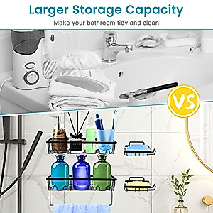 welltop Shower Caddy, 5-Pack Adhesive Shower Organizer, No Drilling Wall Mounted Bathroom Shelves Basket for Bathroom Organization and Storage, Rustproof Stainless Steel Shower Shelf for Inside Shower