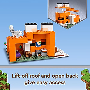 LEGO Minecraft The Fox Lodge House 21178 Animal Toys with Drowned Zombie Figure, Birthday Gift for Kids, Boys and Girls Age 8 Plus Years Old