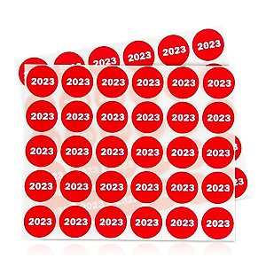 300/Pack, 600 Labels - 2023 Year Stickers – 0.75 Inch Round, Bright Red - Color Coded 2023 Labels / 2023 Year Tabs for Book Keeping, File Folder Organization Labels