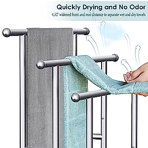 40" Tall Freestanding Towel Racks for Bathroom, 3 Tier Floor Towel Rack with Storage Basket, Blanket Ladder Drying and Display Rack for Large Bath Towel & Hand Towel Outdoor Poolside (Silver)