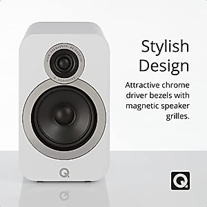 Q Acoustics 3020i Bookshelf Speakers Pair Arctic White - 2-way Reflex Enclosure Type, 5" Bass Driver, 0.9" Tweeter - Stereo Speakers/Passive Speakers for Home Theater Sound System