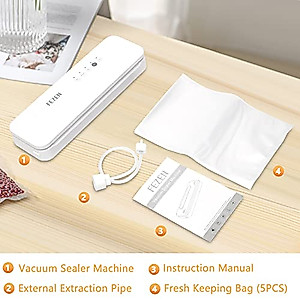 FEZEN Vacuum Sealer Machine, Automatic Food Sealer, Vacuum sealers bags for food Air Sealing System, 4 Food Modes, Dry&Wet&Soft&Delicate with Starter Kit, Compact Design