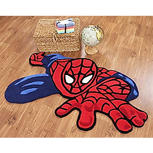 Spider Man Shape 2'3"x4' Handmade Tufted 100% Spiderman Woolen Boys & Girls Area Rugs Carpet