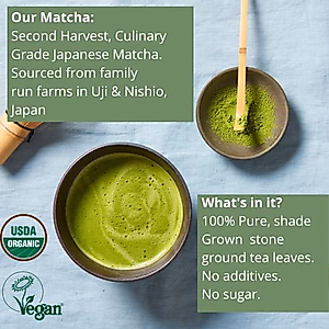 Kenko Matcha Green Tea Powder [USDA Organic] Culinary Grade Matcha Powder for Lattes, Smoothies and Baking [100g Bag = 50 Servings]