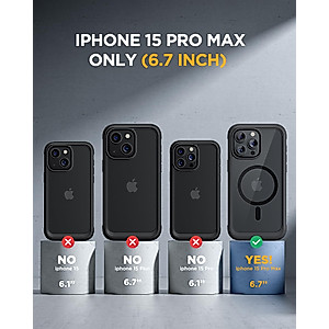Miracase Magnetic for iPhone 15 Pro Max Case 6.7'' [Compatible with Magsafe] Full-Body Drop Proof Bumper Phone Case for iPhone 15 Pro Max with Built-in 9H Tempered Glass Screen Protector,Black