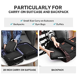 Gonex Compression Packing Cubes,3pcs L+M+S Expandable StorageTravel Bags Luggage Organizers(Black)