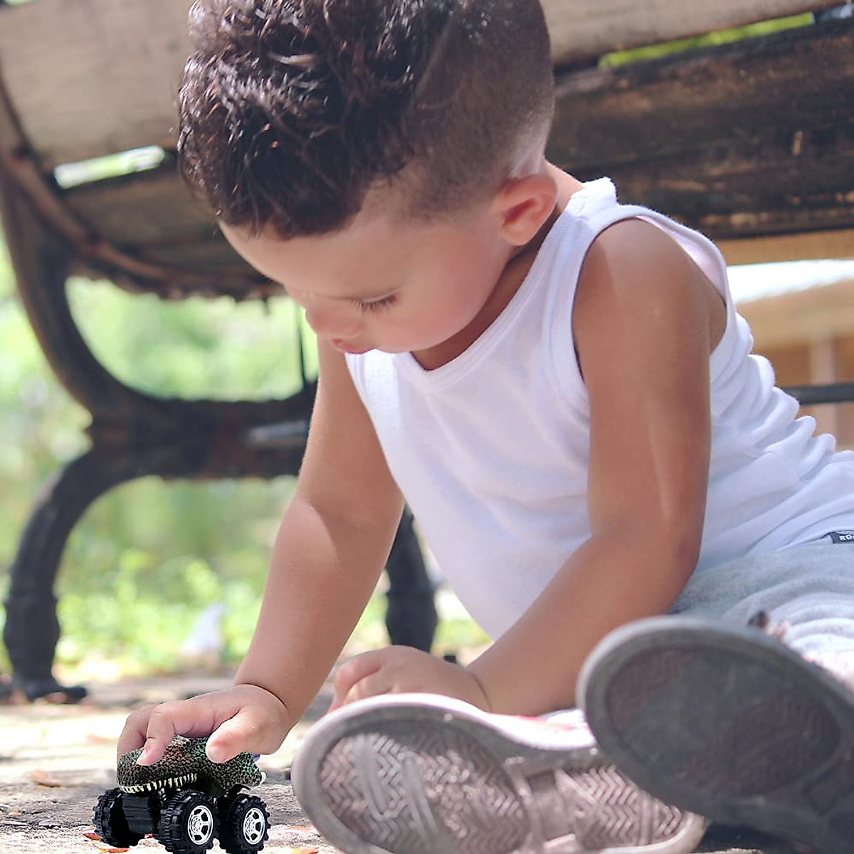 DINOBROS Dinosaur Toy Pull Back Cars 6 Pack Dinosaur Boy Toys Age 3,4,5,6,7 Dino T-Rex Games