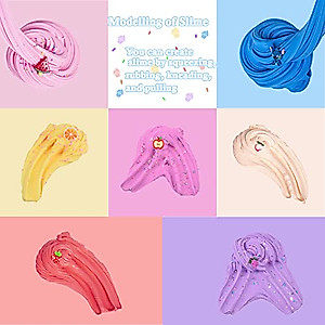7 Pack Mini Butter Slime Kit for Girls 10-12, with Blue Slime, Lemon Watermelon and Peachybbies Slime Charm etc,DIY Scented Putty Slime for Kids,Soft and Non-Sticky，Cute Stuff Toys