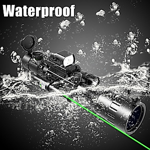 UUQ 4-12X50 AO Rifle Scope Red/Green Illuminated Range Finder Reticle W/Green Laser - Holographic Reflex Red Dot Sight - 5 Brightness Modes Flashlight (4-12X50 AO)