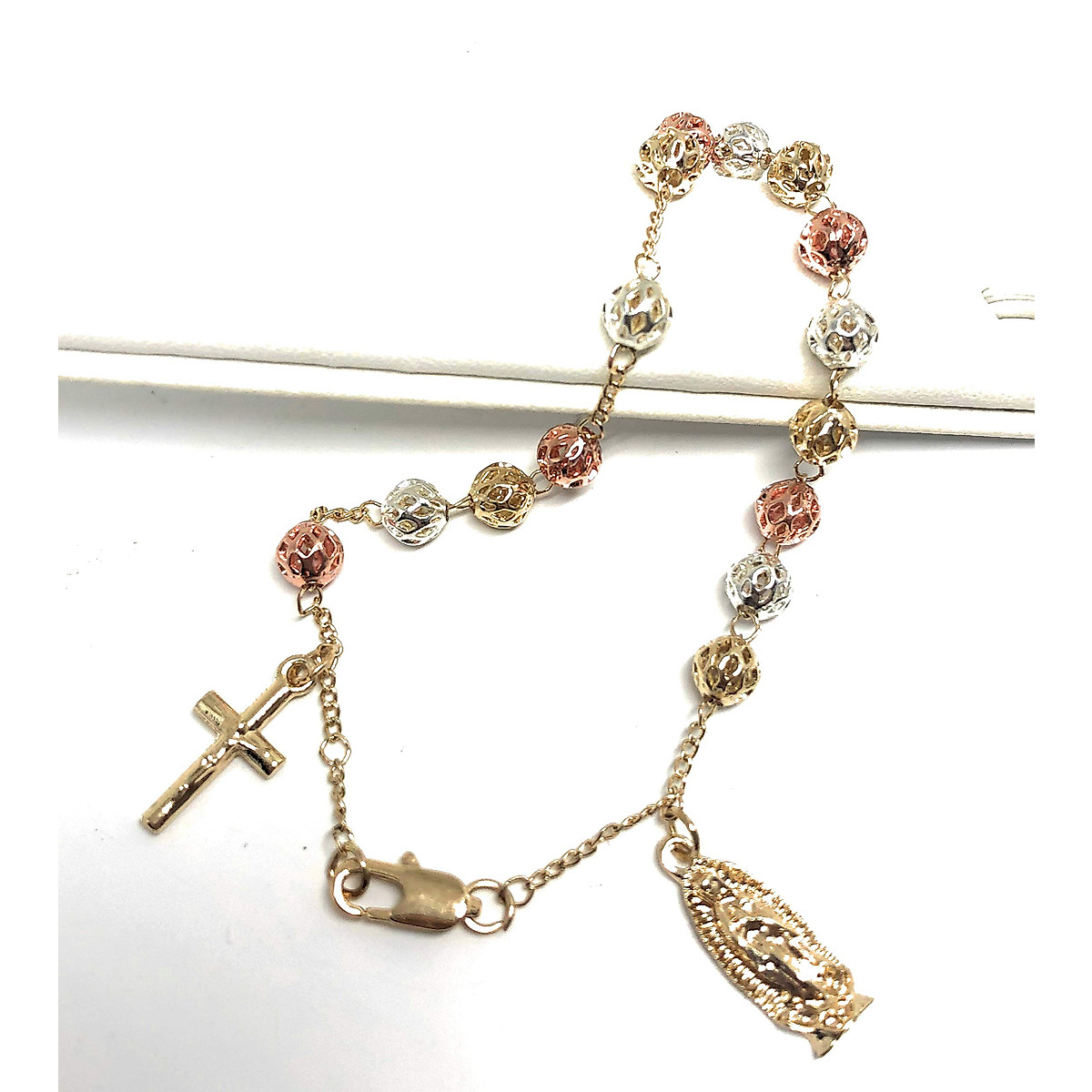 Fran & Co. Virgin Mary Bracelet Virgen De Guadalupe Pulsera Tres Colores Oro Laminado 8“