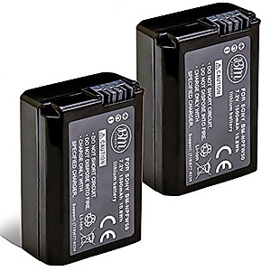 BM Premium 2 NP-FW50 Batteries for Sony ZV-E10, A6100, A6400, DSC-RX10 IV, DSC-RX10 III, DSC-RX10 II, DSCRX10, Alpha 7, Alpha 7R, a7, a7R, a7R II, a7S, a7S II, a3000, a5000, a5100, a6000, a6300, a6500