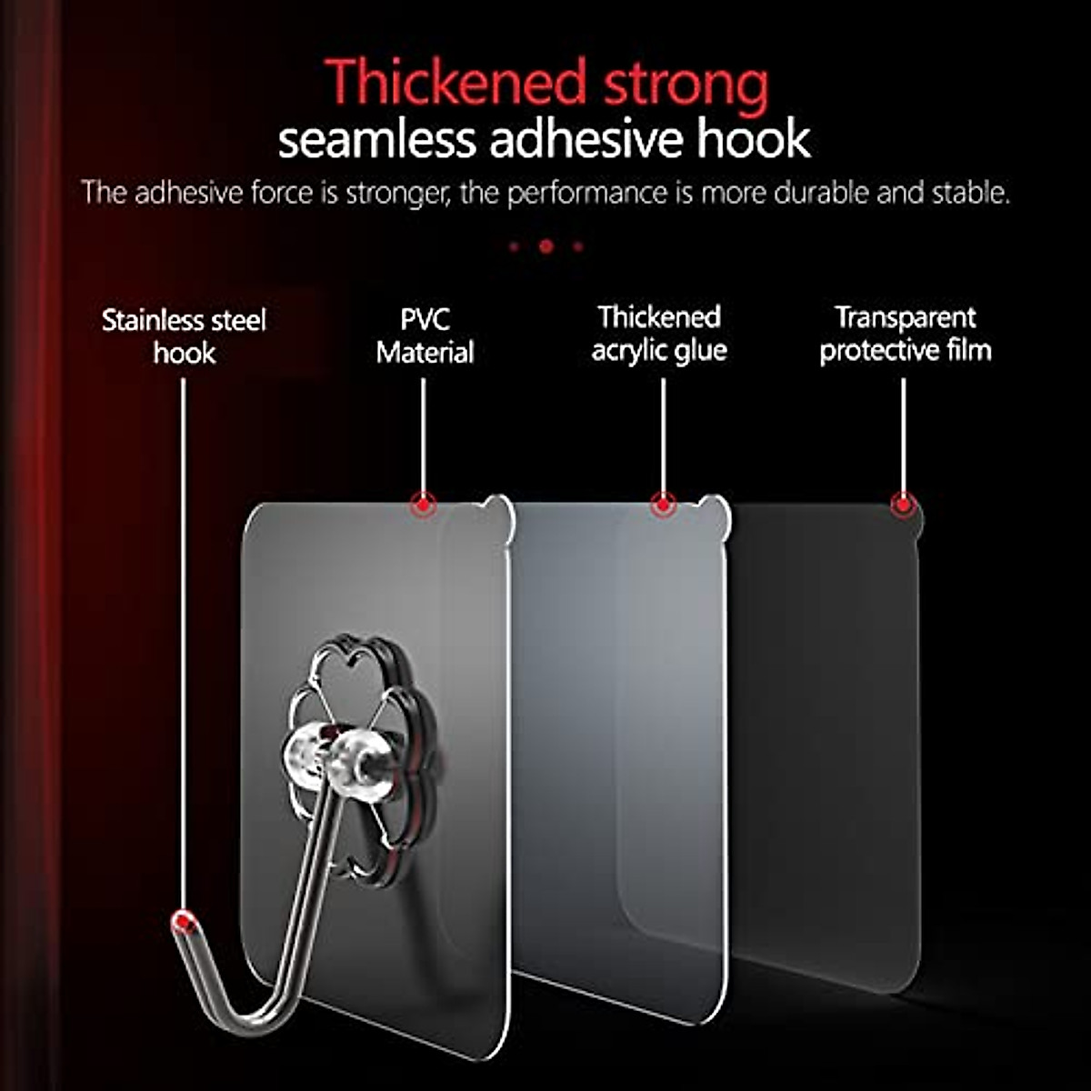 GEAYAZE Adhesive Hooks, 12 Pcs Transparent Removable Small Sticky Hooks, Heavy Duty Adhesive Wall Hooks 10 lbs