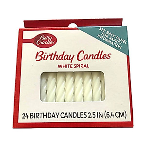 Betty Crocker Candles, White Spiral, 24 CT