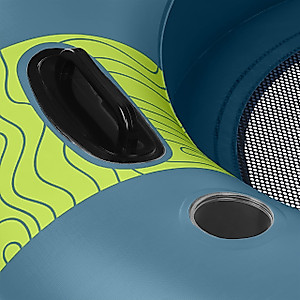 ﻿﻿Retrospec Weekender Float River Tube for Lakes, Rivers, and Pools ﻿with 2 Cup Holders, Built-in Backrest and Wrap Around Grab Rope for Easy Transport - Adriatic Blue - 48” Inflated - 53” Deflated﻿