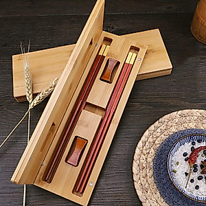 Wooden Chopsticks Reusable Bamboo Chopsticks Small Gift Boxes ，Japanese Korean Chopstick With Case，Cooking Wooden Chopsticks Suitable For Father'S Day, Mother'S Day