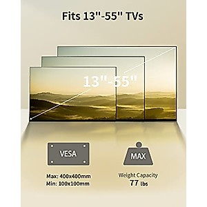 AM alphamount Ceiling TV Mount for 13-55 Inch LCD LED OLED 4K TVs/Monitors, Hanging TV Mount Bracket Swivels Tilts Rotates fits Flat/Sloped Roof, Max VESA 400x400mm, Holds up to 77lbs