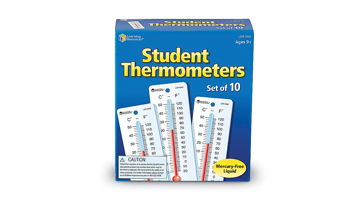 Learning Resources Student Thermometers - Durable 2x6" Classroom Tool