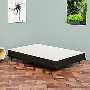 Spring Coil Coil, 4.5-Inch Sturdy Box Spring for Mattress Support-Durable and Easy to Assemble Natural Wood Foundation for Queen, Black