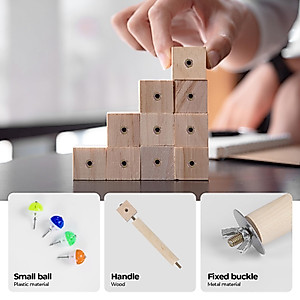 Bird Stand Perch Toy with Rotating Balls, Bird Toys for Parakeets, 7in Natural Pine Parrot Stand, Fun Toy for Birds Parrots Cockatiels Budgies Budgerigars Parrotlets Lovebirds (1 Pcs)