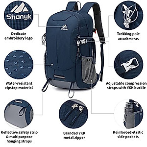 Shanyk 40L Hiking & Camping Travel Backpack | Water-resistant Lightweight Outdoor Daypack for Men & Women