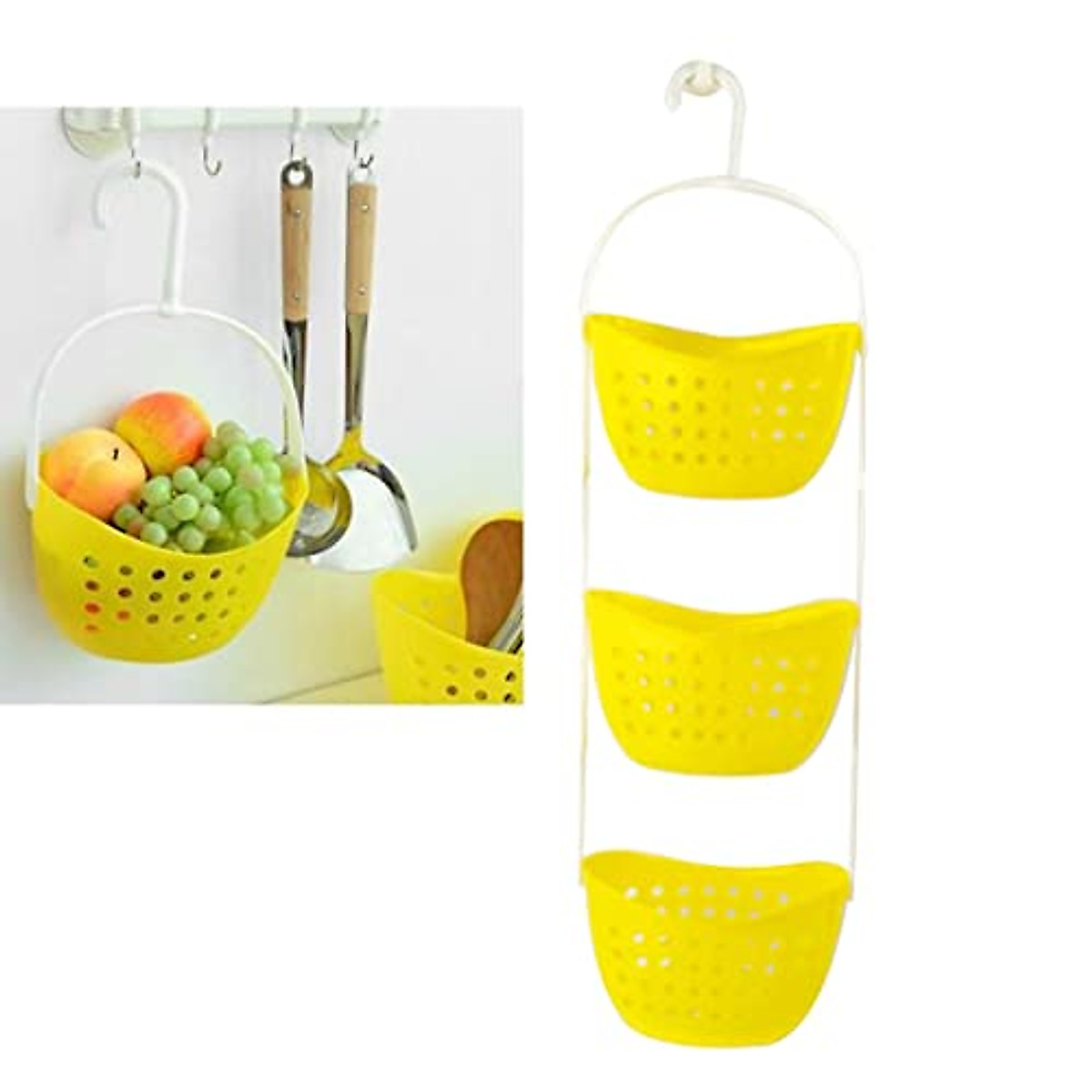 Zerodeko 2pcs 3- Tier Shower Caddy Bathroom Hanging Basket Rack Kitchen Storage Organizer (Yellow)
