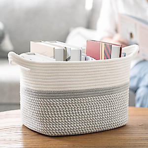 CHICVITA 3-Pack Cotton Rope Storage Baskets, Cube Basket, Under Shelf Basket, Basket Set for Nursery, Books, Socks Towels, Blankets, Gray