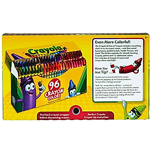 Crayola Classic Color Crayons in Flip-Top Pack with Sharpener, 96 Colors, Gift for Kids