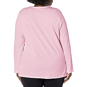 Just My Size Women's Plus Size Vneck Long Sleeve Tee, Pink Swish, 3X