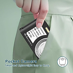 Digital Camera, FHD 1080P 48MP Digital Point and Shoot Camera with 32GB SD Card, 16X Digital Zoom, 2 Batteries, Portable Small Vlogging Camera for Kids, Teens Students, Seniors