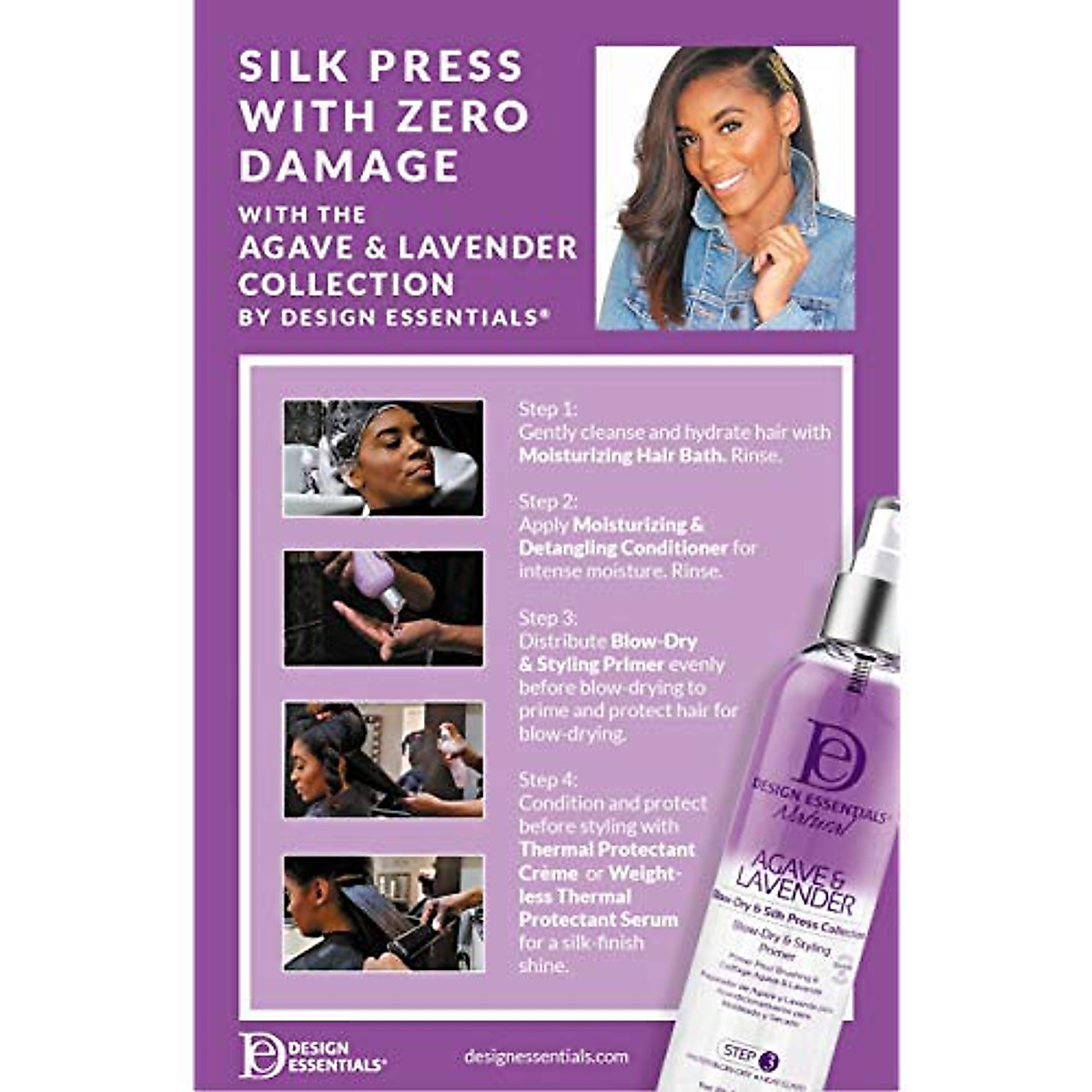 Design Essentials Agave & Lavender Moisturizing Blow-Dry & Styling Primer, 8 Ounce