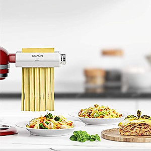 Pasta Attachment for Kitchenaid Mixer Cofun 3 in 1 Kitchen Aid Pasta Maker Assecories Included Pasta Sheet Roller, Spaghetti Cutter, Fettuccine Cutter