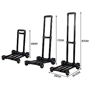 JF-XUAN Cart Foldable Trailer, Black Luggage Trolley Warehouse Truck
