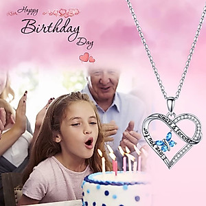 Iefil Birthstone Necklaces for Women - Anniversary Birthday Gifts, Mothers Day Gift Ideas, Swiss Blue Topaz Heart Necklace, Silver November Birthstone Gifts for Women, Jewelry Gifts for Her Mom