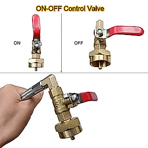 4FT/48 Inch Propane Refill Adapter Hose with Gauge Stainless Braided QCC1 Type Inlet Extension Propane Refill Hose with ON/Off Control Valve for 1LB Propane Gas Tank 350PSI High Pressure Camping