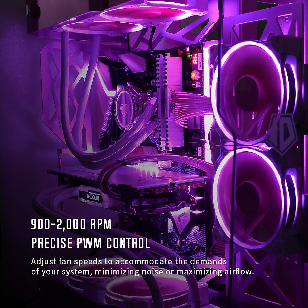 ID-COOLING ZF-12025-PINK Case Fan 120mm 5V 3 PIN ARGB Cooling Fan MB Sync, 4 PIN PWM Speed Control Fans for Radiator/CPU Cooler/Computer Case