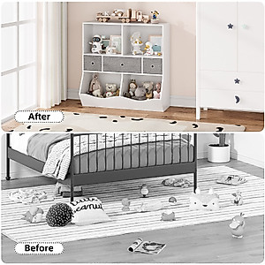 Amyove Kids Bookshelf and Bookcase Toy Storage Multi Shelf with Cubby Organizer Cabinet and Drawers for Boys Girls,for Children's Room, Playroom, Hallway, Kindergarten, School,Bedroom (White)