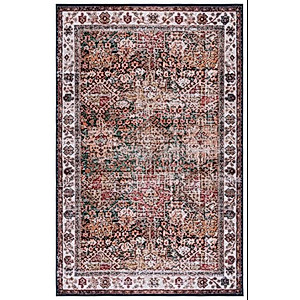 SAFAVIEH Tucson Collection Area Rug - 8' x 10', Ivory & Green, Persian Design, Non-Shedding Machine Washable & Slip Resistant Ideal for High Traffic Areas in Living Room, Bedroom (TSN114A)