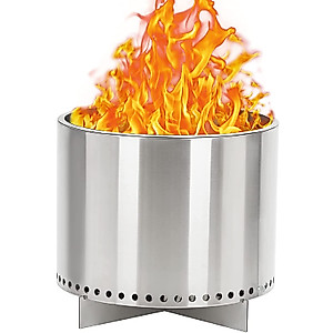 16.5" Smokeless Fire Pit with Air Switch, Wood Burning Portable Stainless Steel Outdoor Firepit with Removable Stand and Ash Pan, Ideal for Camping for Backyard Patio and Picnic, H: 11.5 in, 13.22 lbs