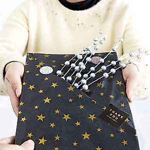 MR FIVE 30 Sheets Gold Star Black Tissue Paper Bulk,20" x 28",Tissue Paper for Gift Bags,Gift Tissue Paper for DIY and Crafts,Gift Wrapping Paper for Birthday,Holiday,Weddings