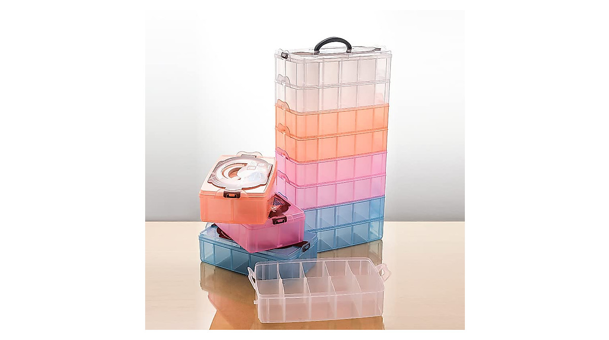 Lukar 3-Tier Stackable Storage Organizer with 30 Adjustable Compartments