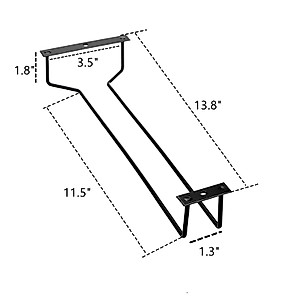 Dicunoy 6 Pack Black Wine Glass Rack, 14 Inch Under Cabinet Stemware Holder, Wall Mounted Iron Wine Glass Hanging Rack for Shelf, Kitchen, Bar, Wine Cellar Storage, Organizer, Display