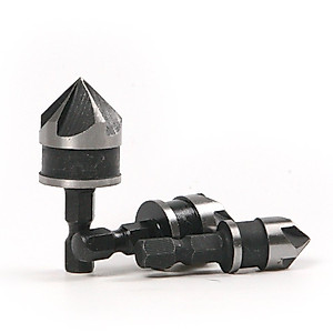 5 Flute Hex Shank Countersink Drill Bit for Wood Plastic Woodworking Chamfer Tool,3pc